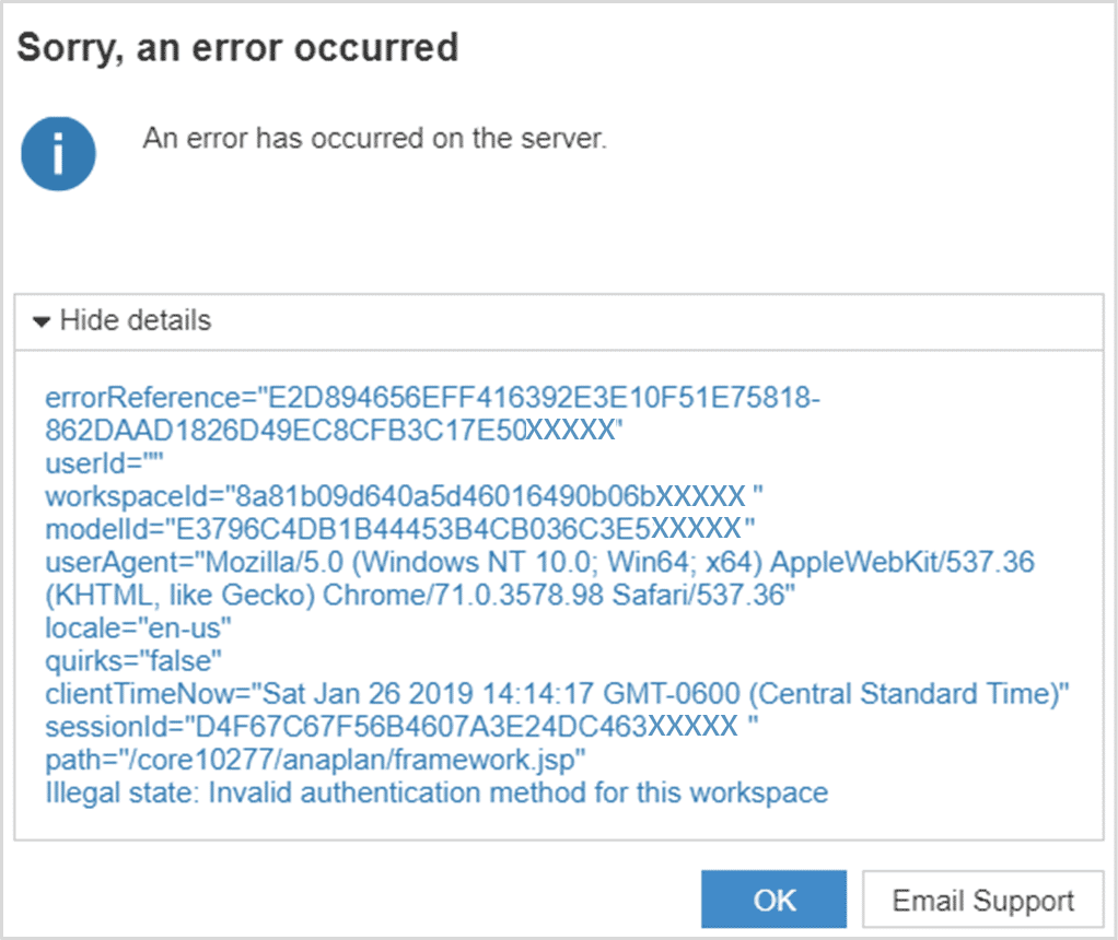 General error messages | Anaplan Support